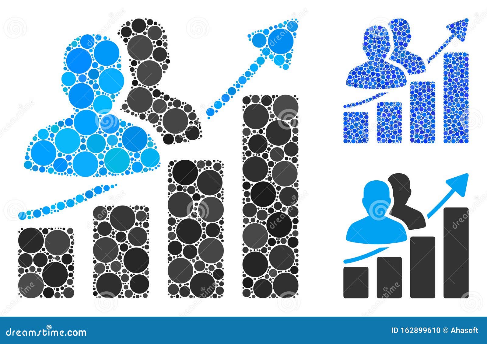 Audience Growth Bar Chart Composition Icon of Spheric Items Stock ...