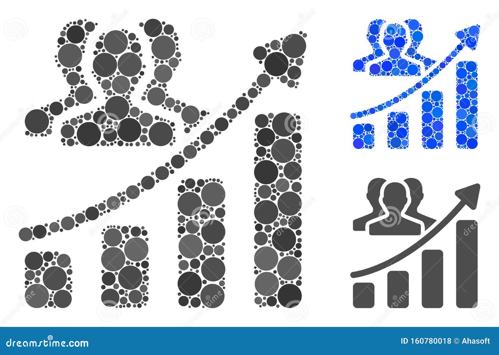 Audience Growth Chart Mosaic Icon of Circles Stock Vector ...