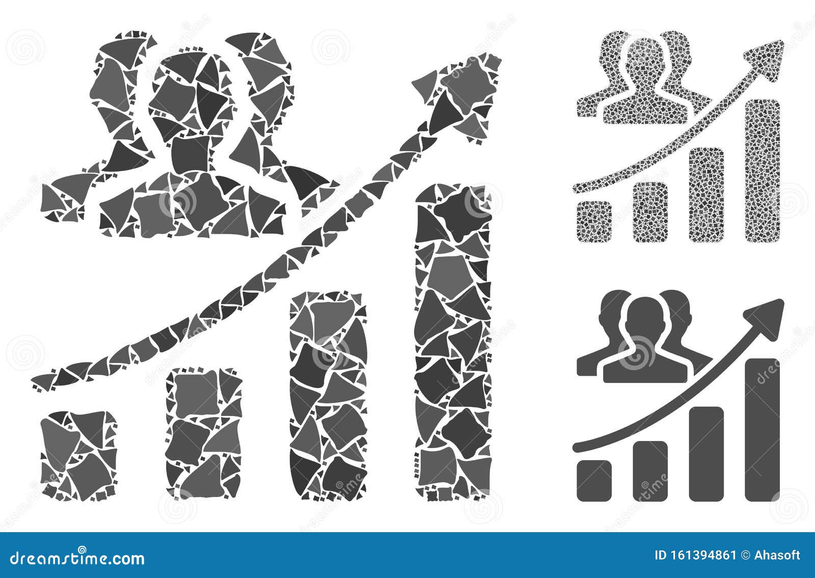 Audience Growth Chart Mosaic Icon of Rough Pieces Stock Vector ...