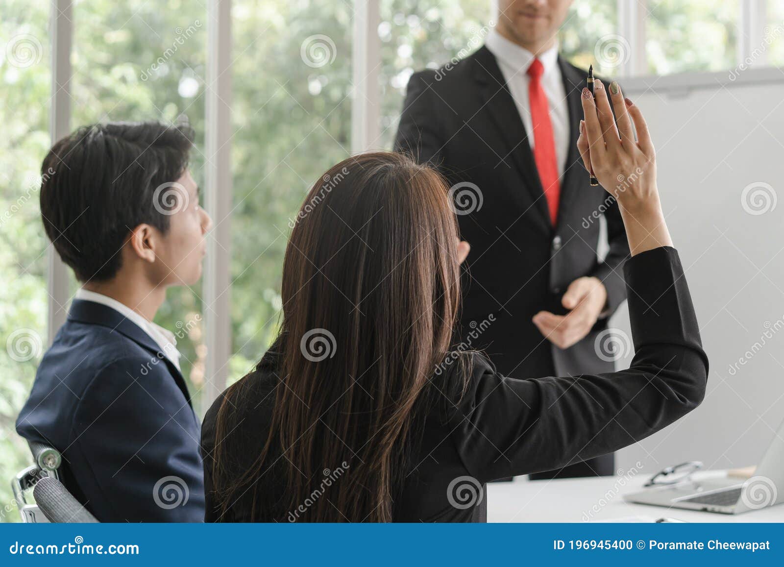 Audience Having a Question during Meeting Conference Stock Photo ...