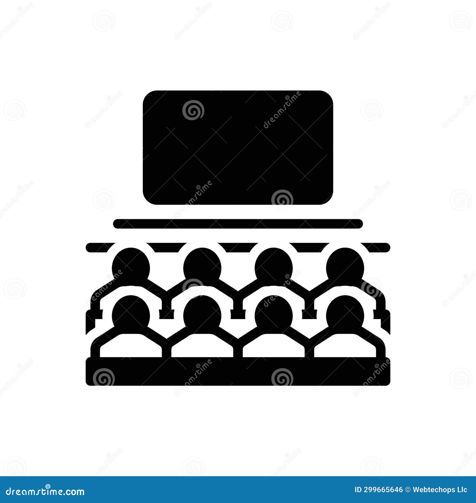 Black Solid Icon for Audience, Spectator and Cinema Stock Vector ...