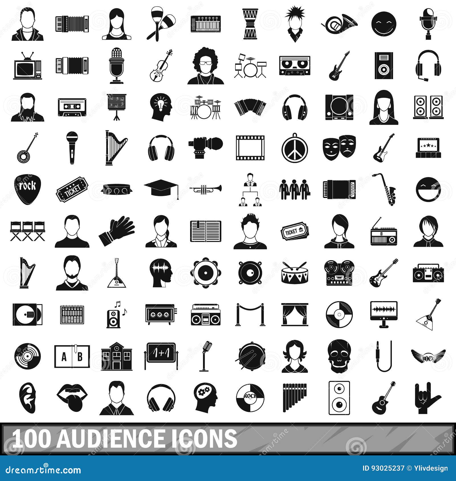 100 Audience Icons Set, Simple Style Stock Vector - Illustration of ...