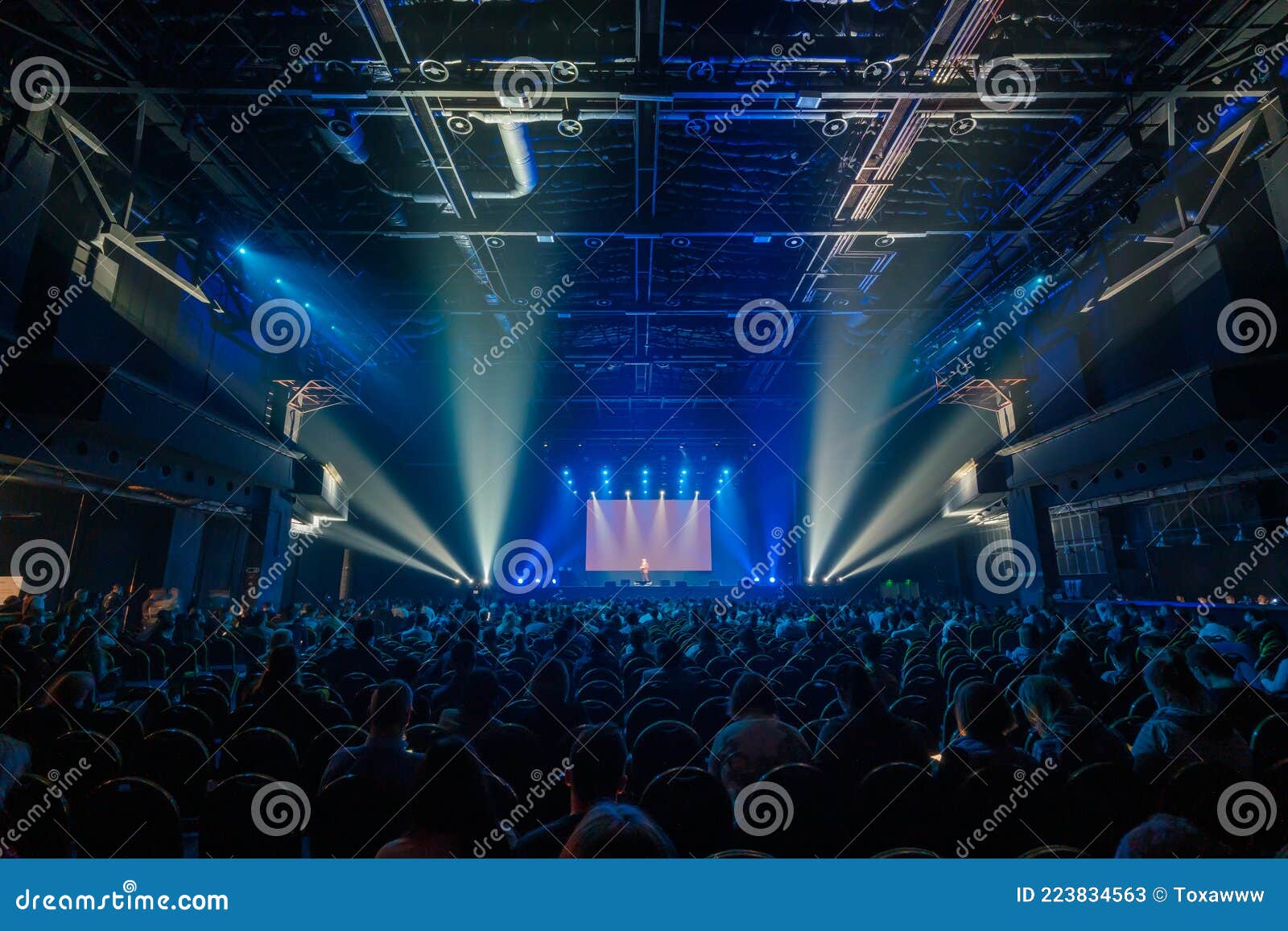 Audience Sitting in Front of Stage with Screen Editorial Stock Photo ...
