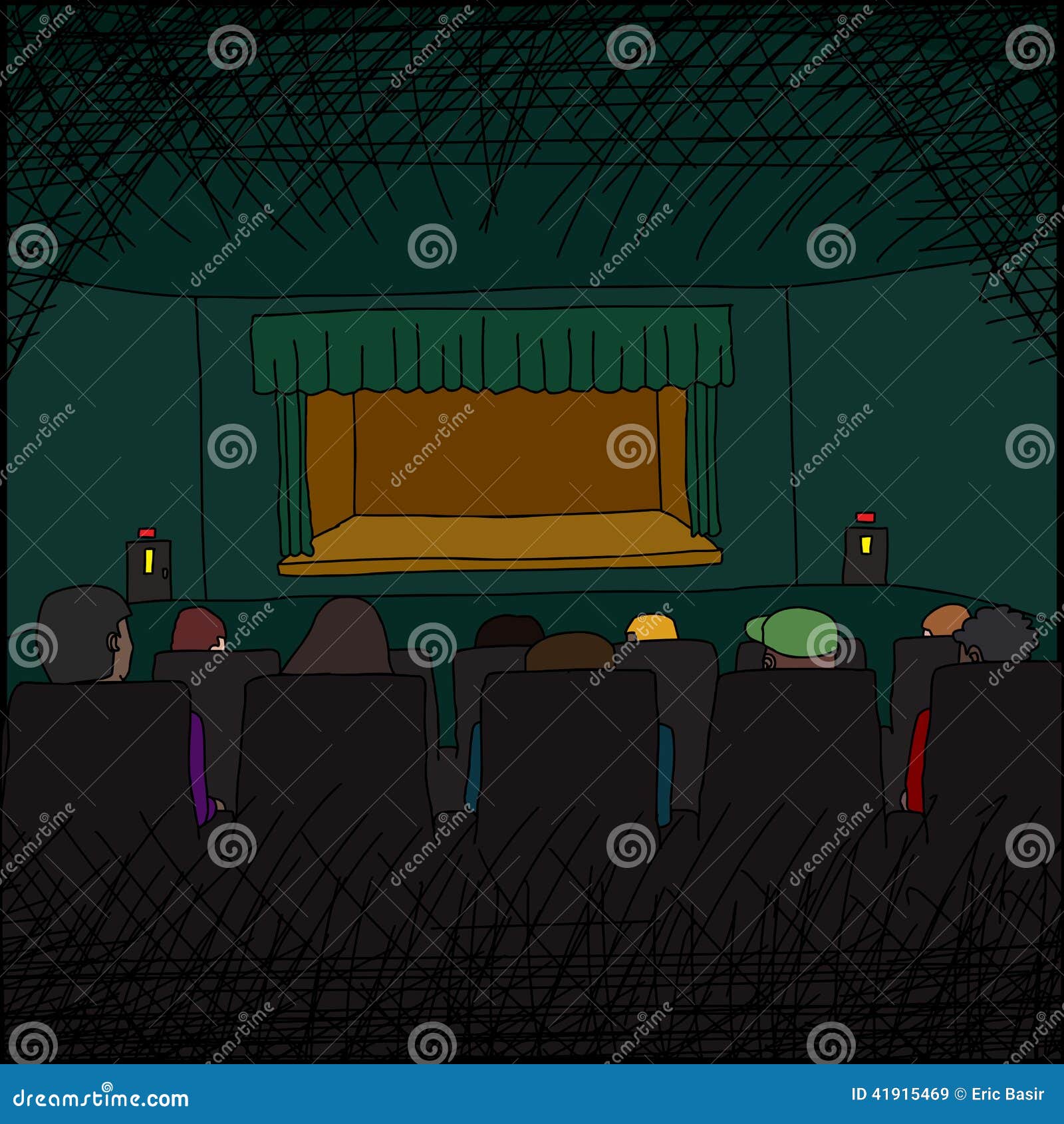 Audience at Theater stock vector. Illustration of freehand - 41915469