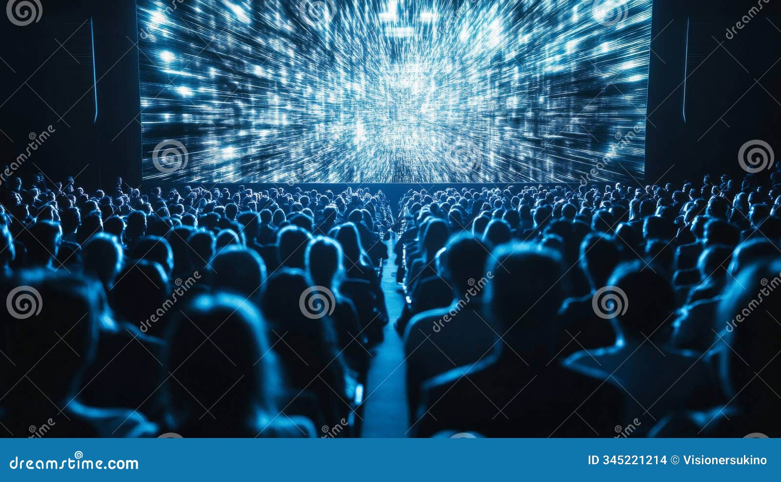 Audience Watching a Digital Art Projection on a Large Screen Stock ...