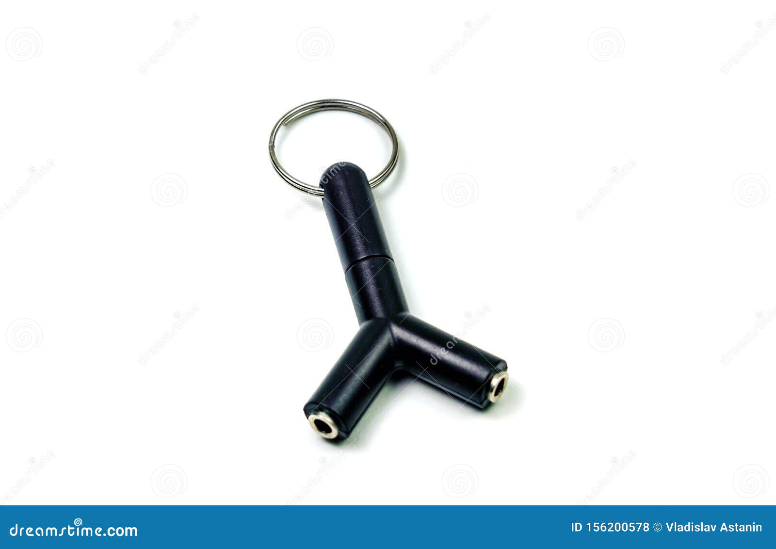 Audio Adapter with Two Microphone and Headphone Jacks Isolated on White ...