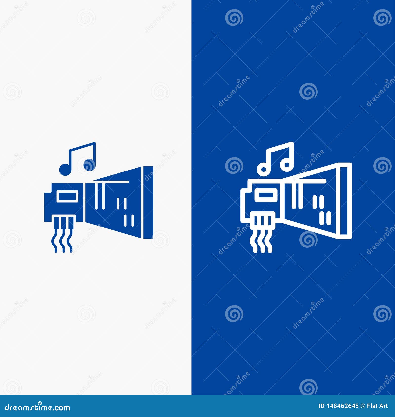 Audio, Blaster, Device, Hardware, Music Line and Glyph Solid Icon Blue ...