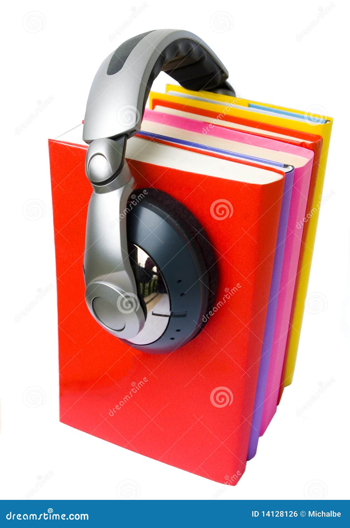 Audio book stock photo. Image of books, orange, listening - 14128126