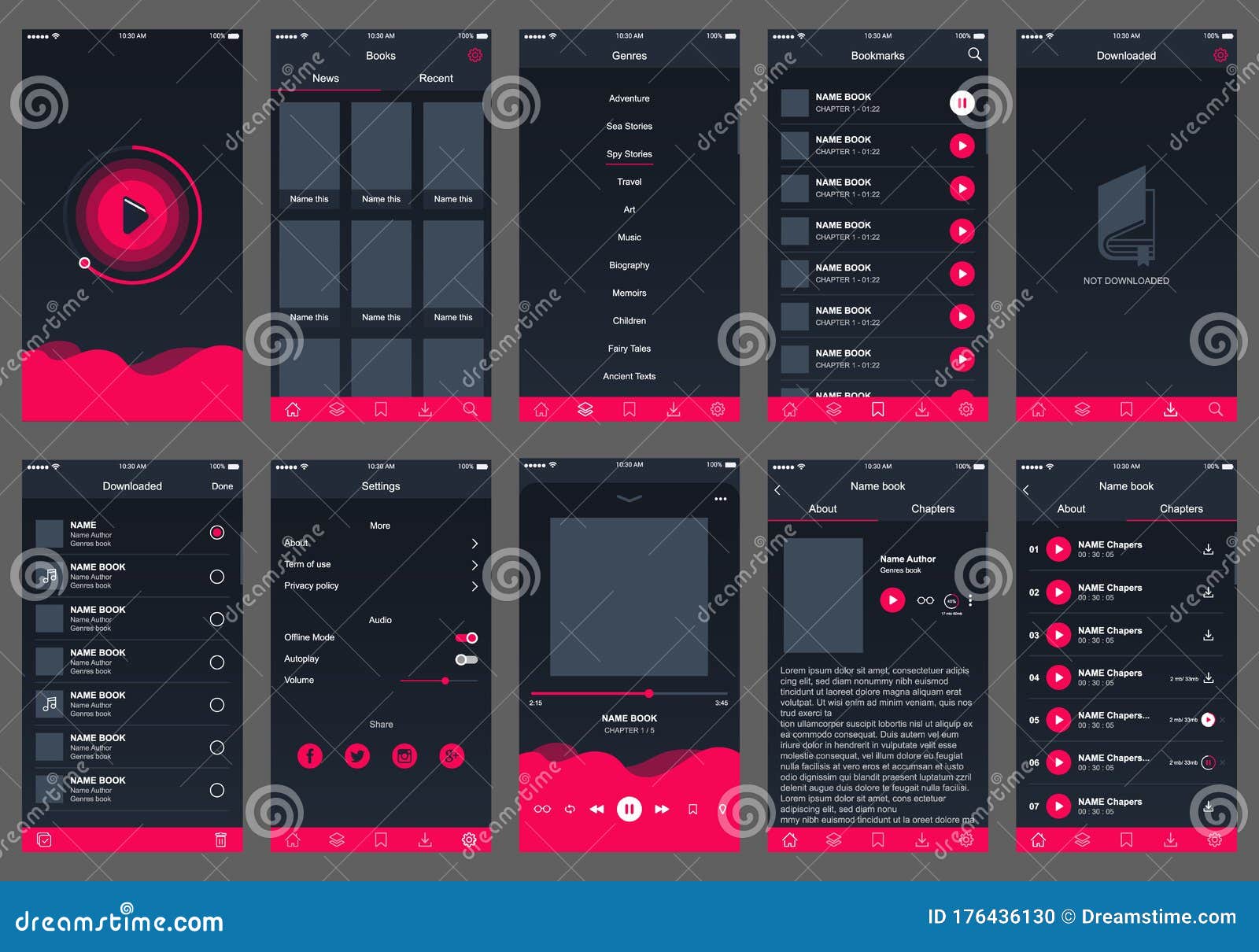 Audio Book App Ui Design Mobile Vector Stock Vector - Illustration of ...