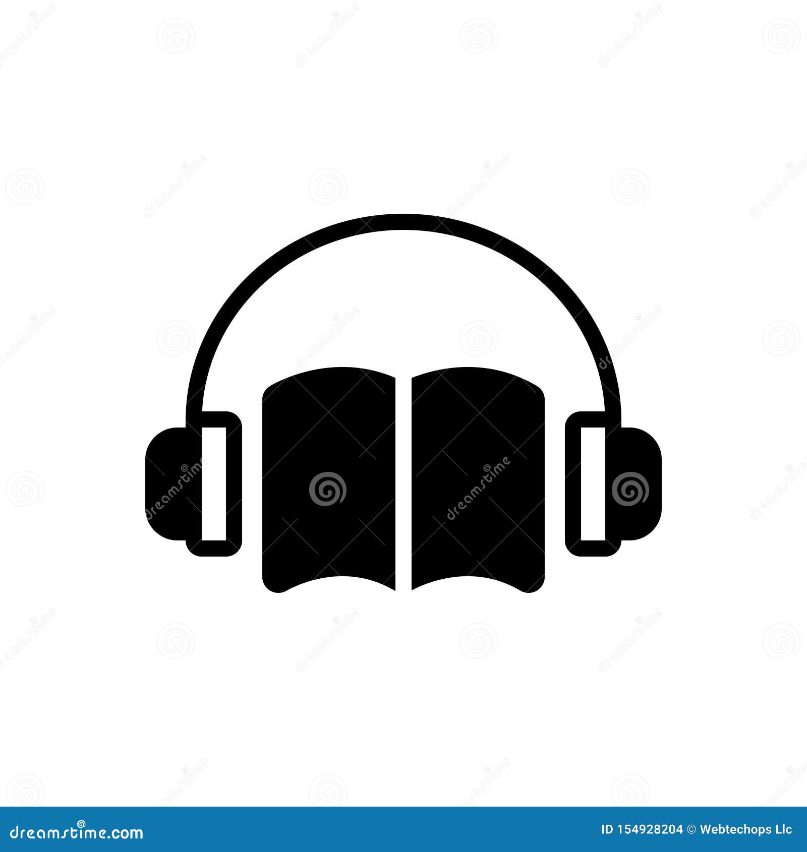 Black Solid Icon for Audio Book, Listen and Headphone Stock Vector ...