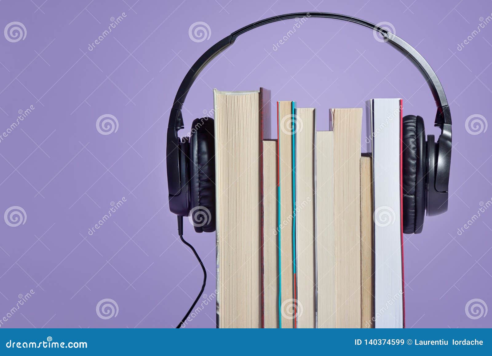 Audio Books with Books and Headphones Stock Image - Image of concept ...