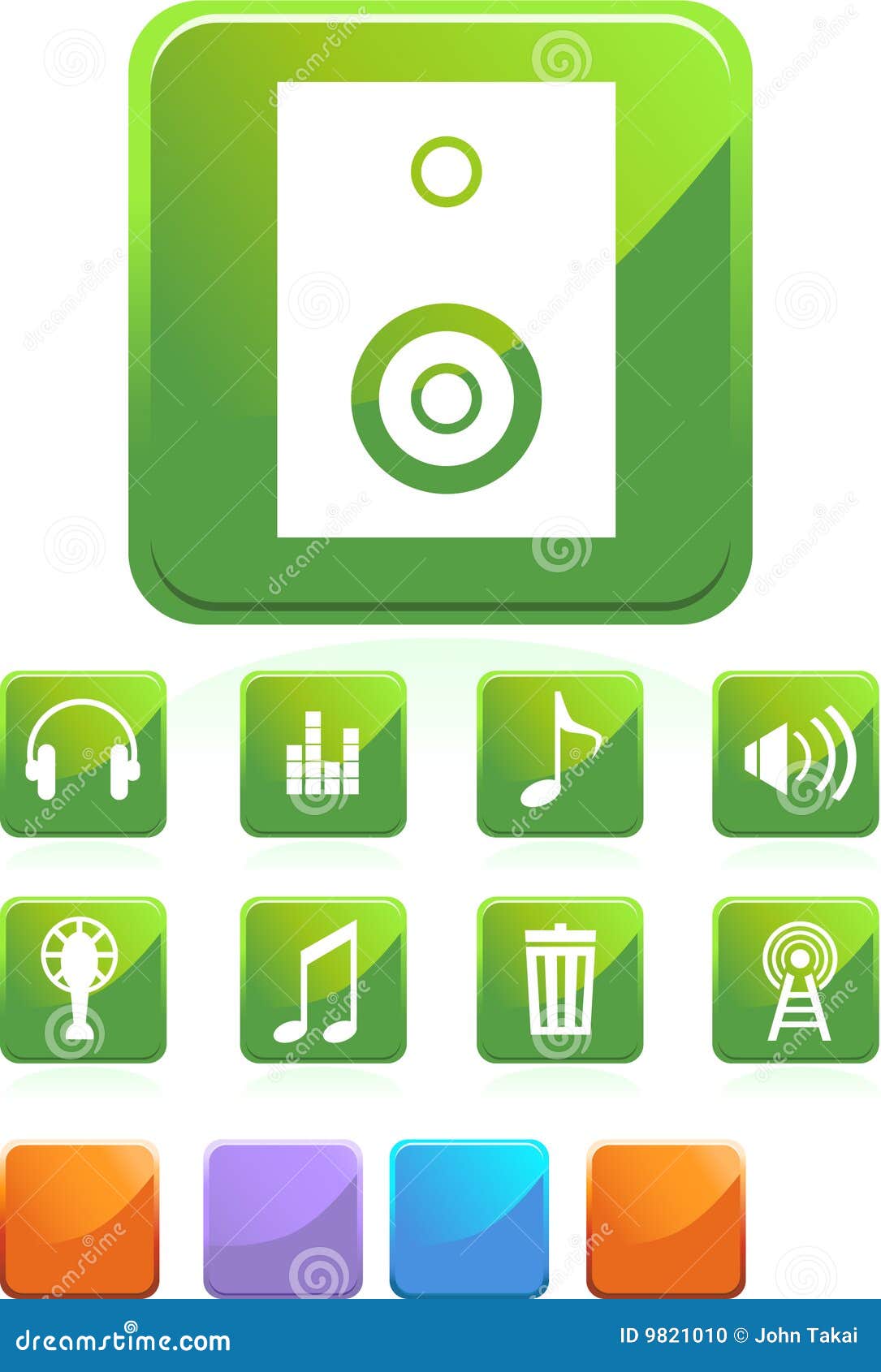 Audio Button - Square stock vector. Illustration of cone - 9821010