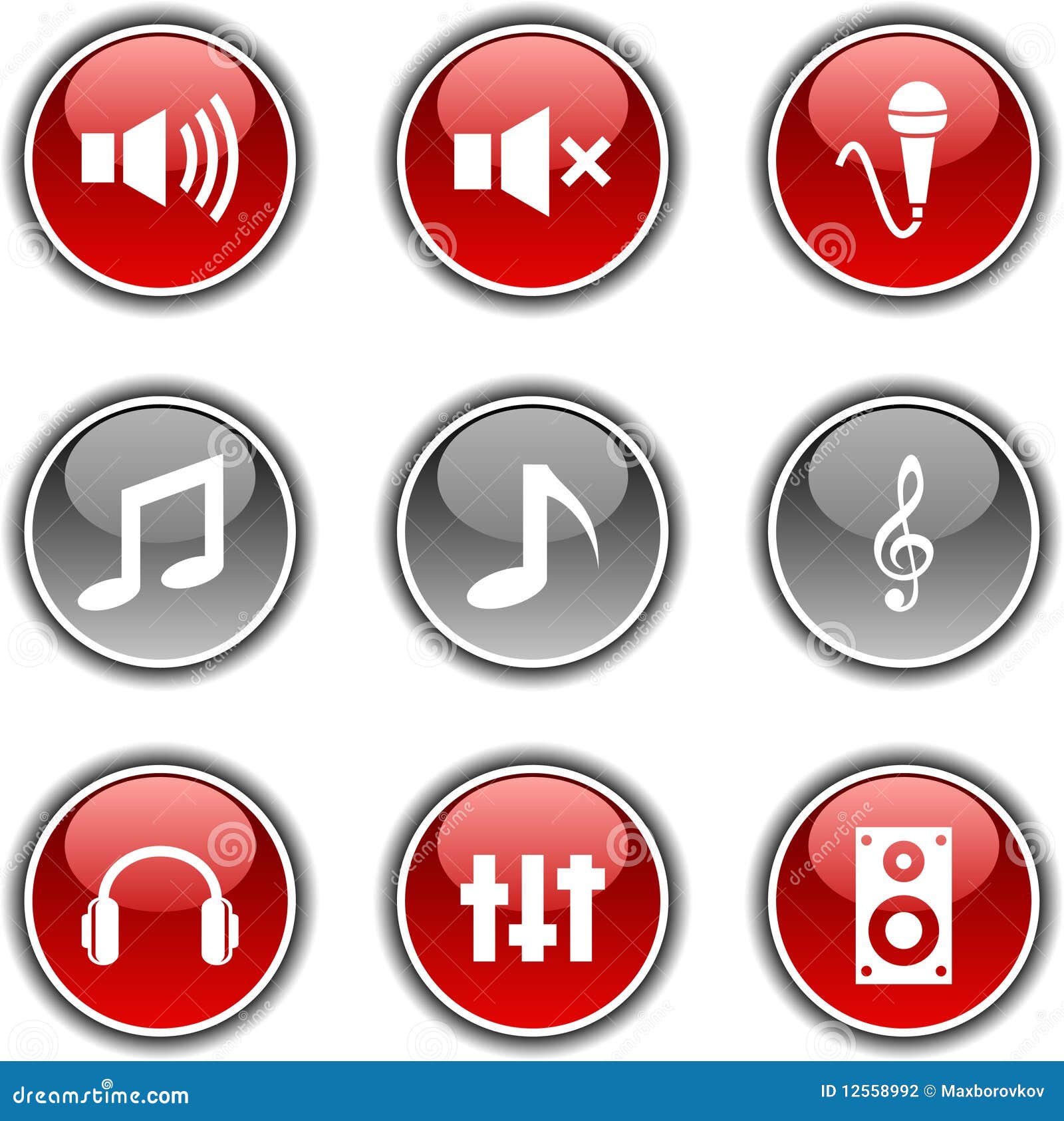 Audio buttons. stock vector. Illustration of sign, circle - 12558992