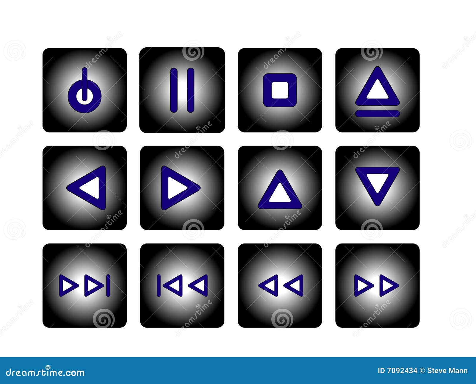 Audio buttons stock vector. Illustration of power, arrows - 7092434