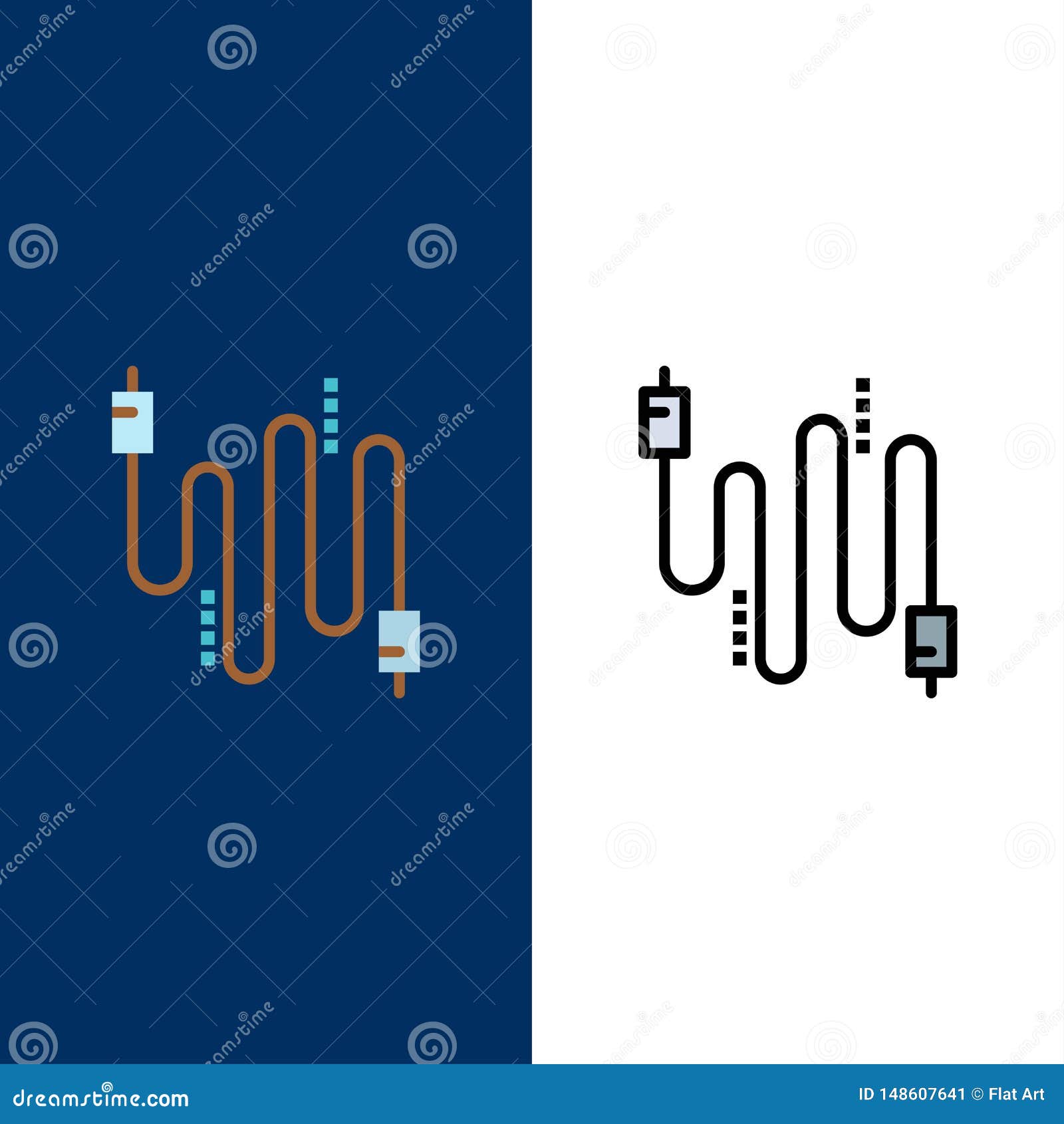 Audio, Cable, Cables, Communication Icons. Flat and Line Filled Icon ...