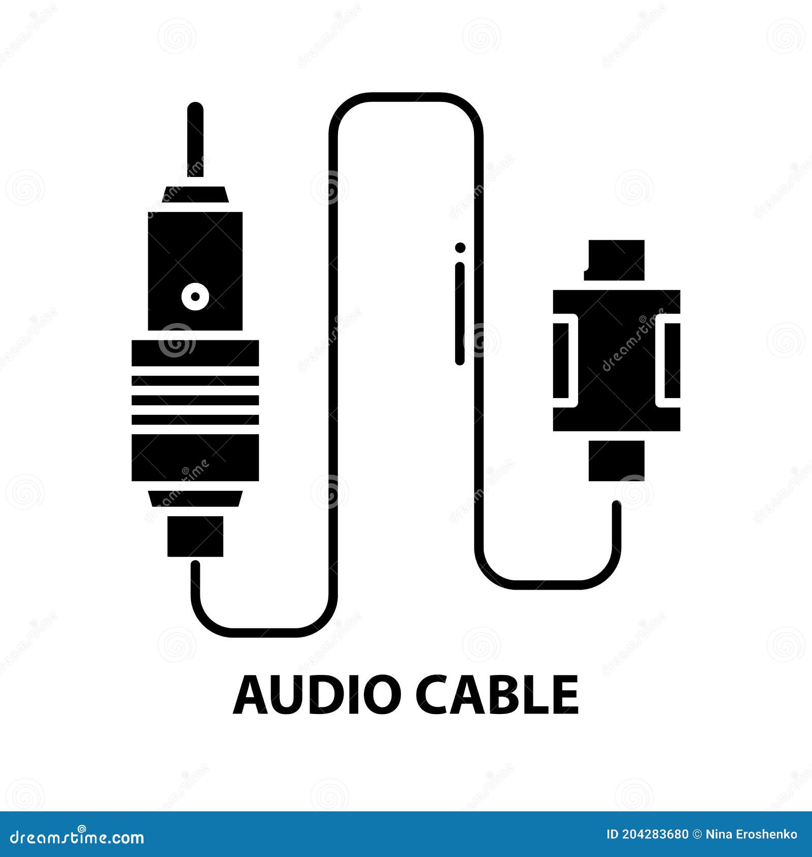 Audio Cable Icon, Black Vector Sign with Editable Strokes, Concept ...