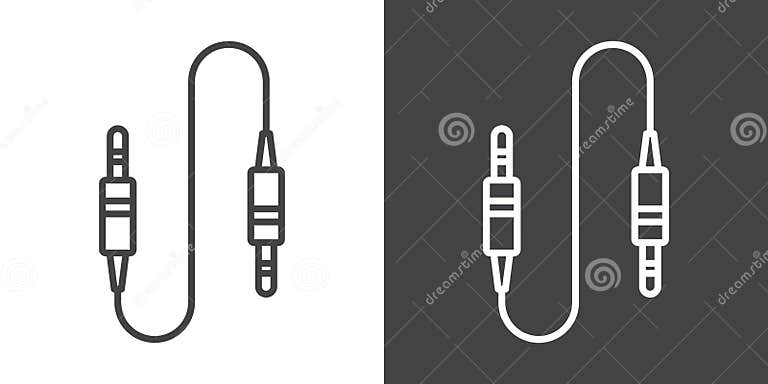 Audio Cable Icon Flat Vector Set Outline Stock Vector - Illustration of ...