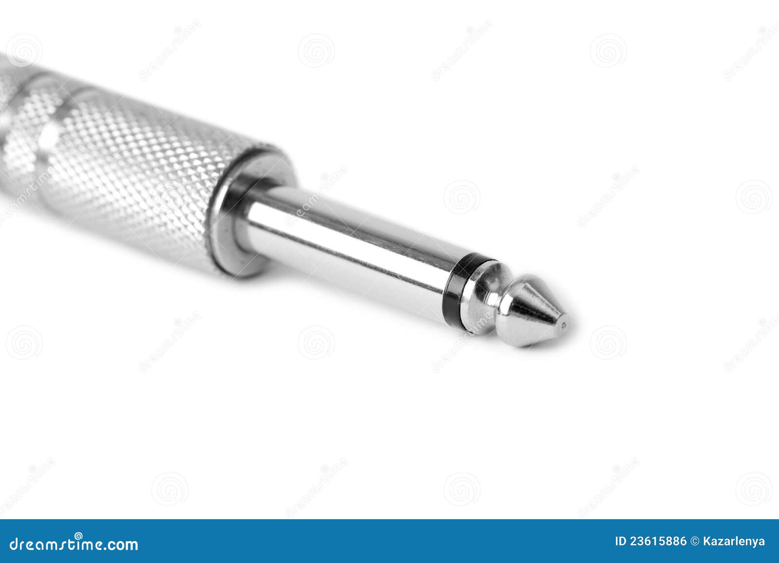 Cable Jack Connected To Black Electric Bass Guitar Input With Volume ...