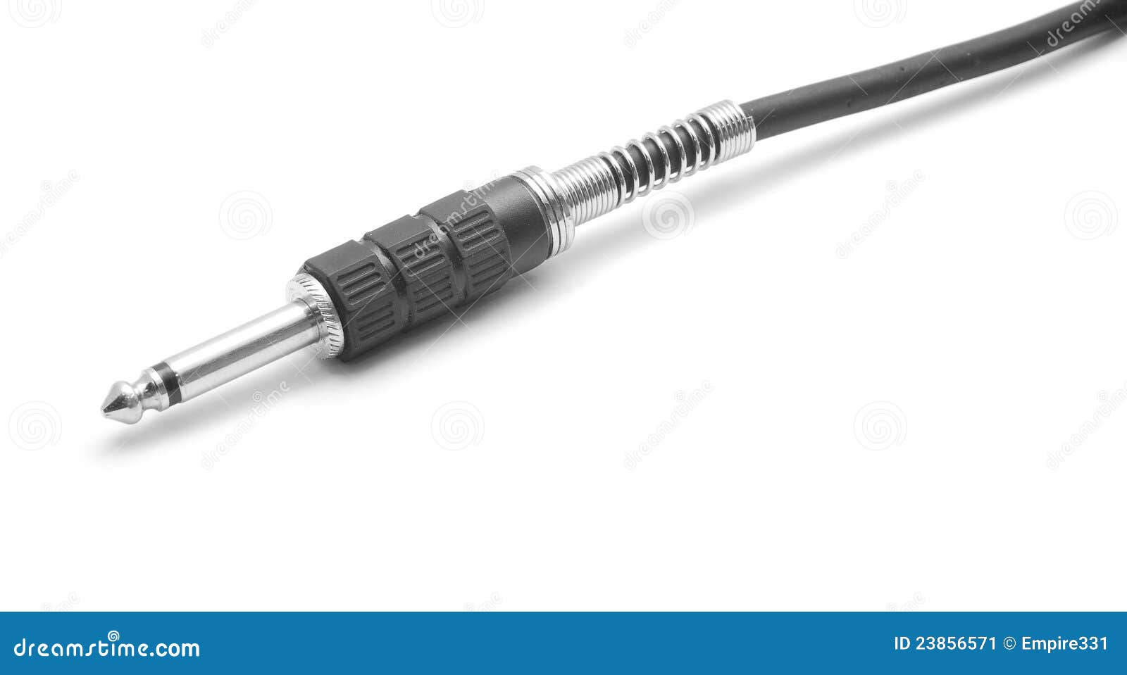 Cable Jack Connected To Black Electric Bass Guitar Input With Volume ...