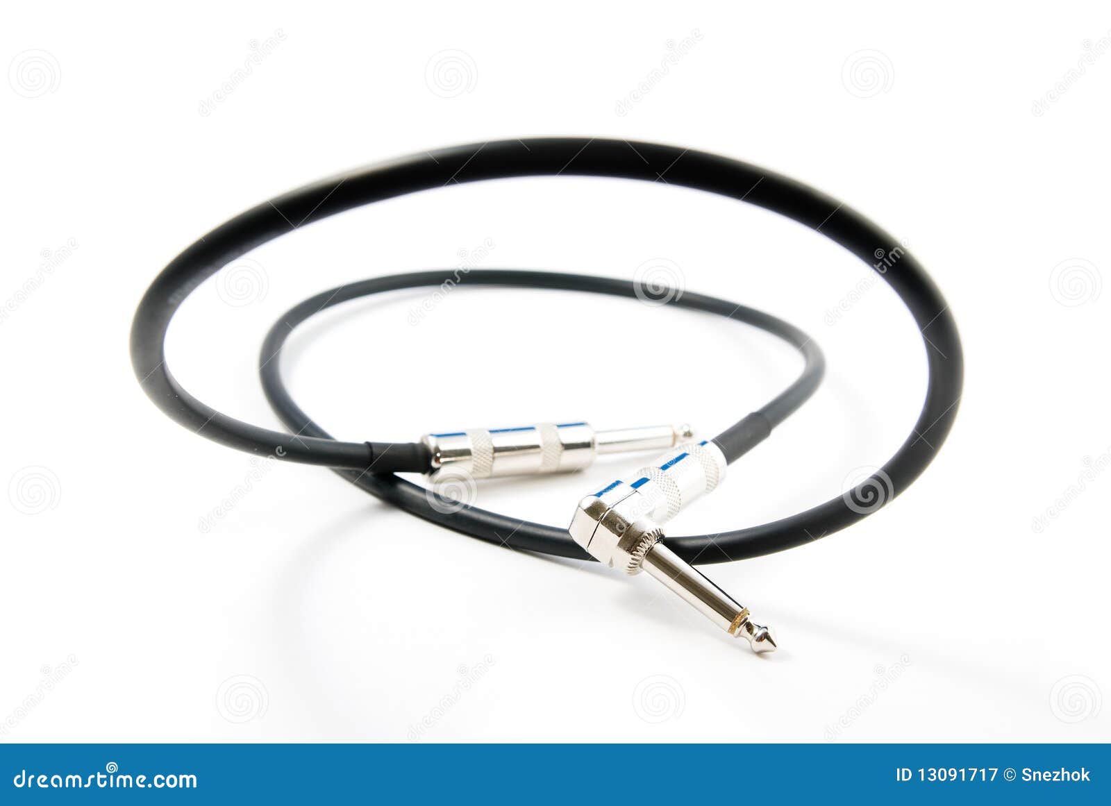 Cable Jack Connected To Black Electric Bass Guitar Input With Volume ...