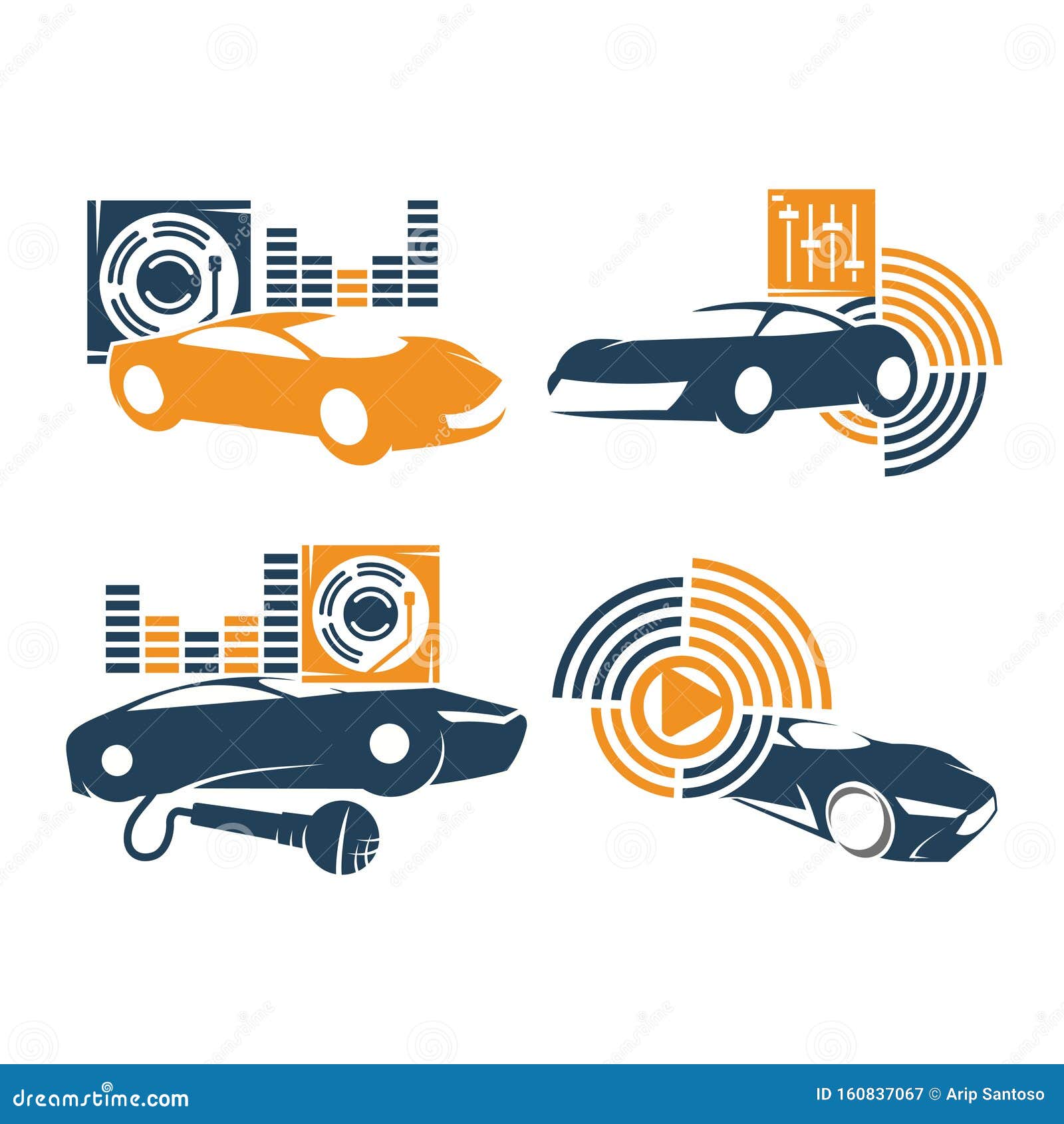 Audio Car System Logo Template Set Amplifier Volume Disk Stock Vector ...