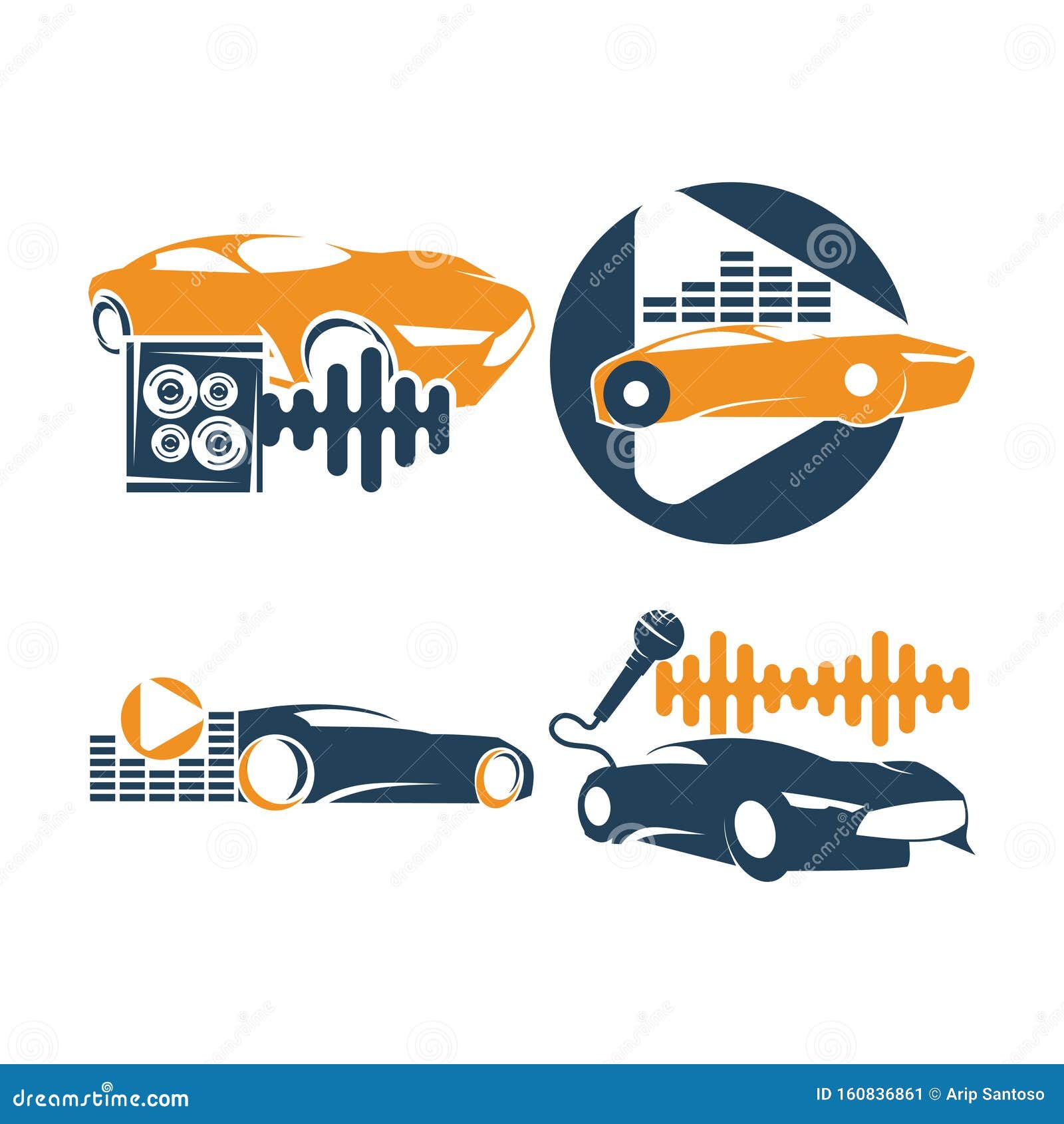 Audio Car System Logo Template Set Speaker Mic Volume Stock Vector ...