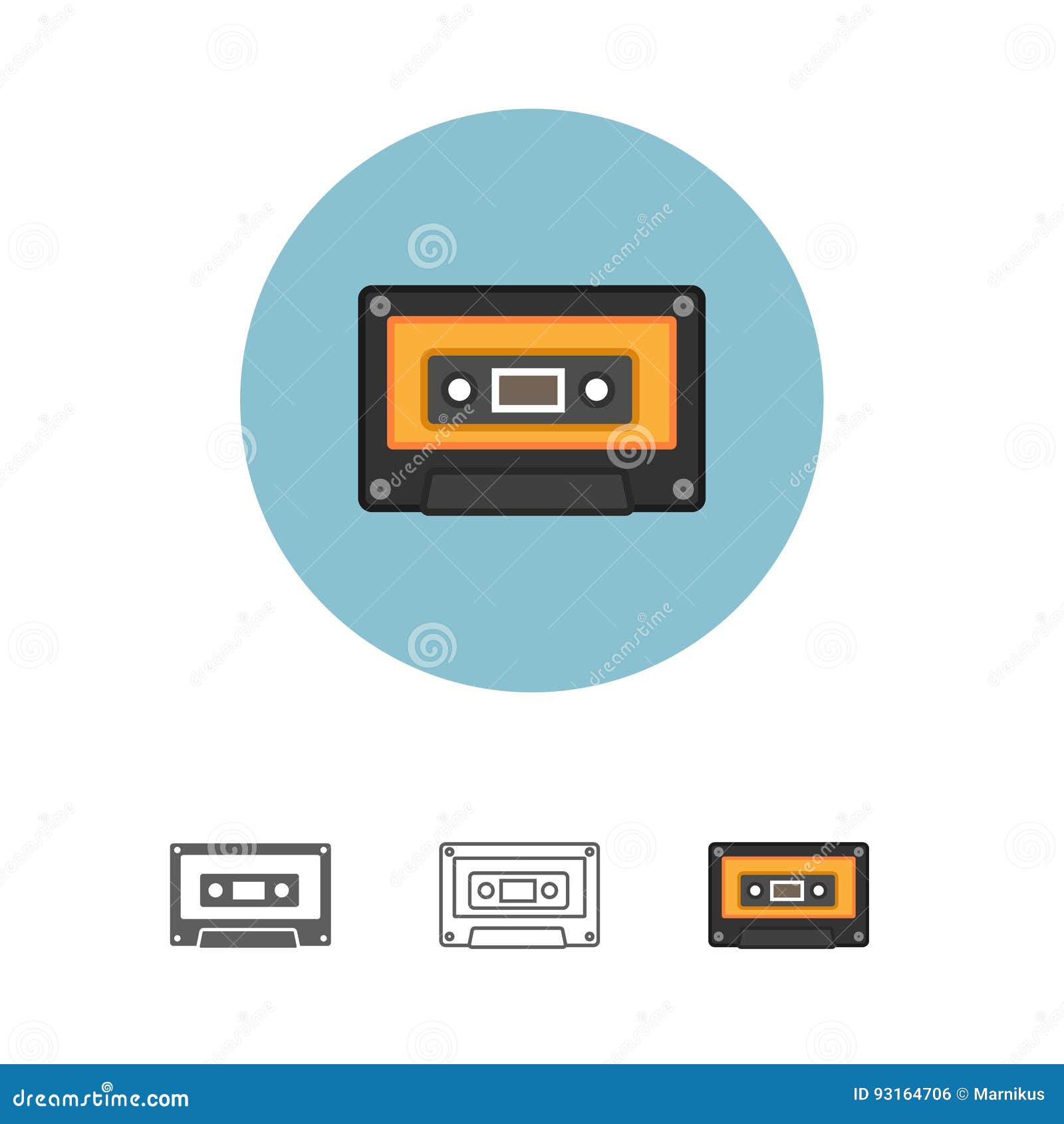 Audio Cassette icon stock vector. Illustration of graphic - 93164706