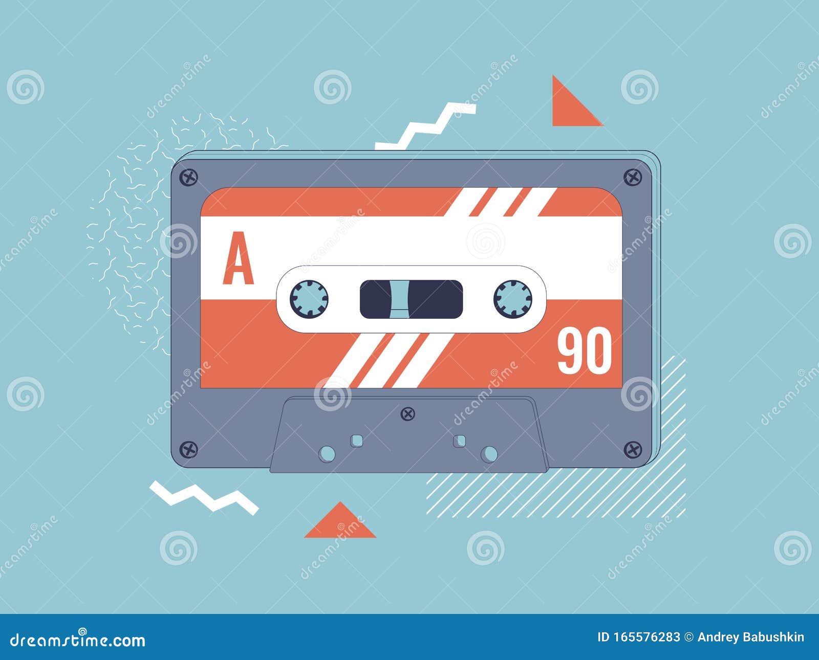 Audio Cassette on Memphis Style Background D 1-1 Stock Vector ...