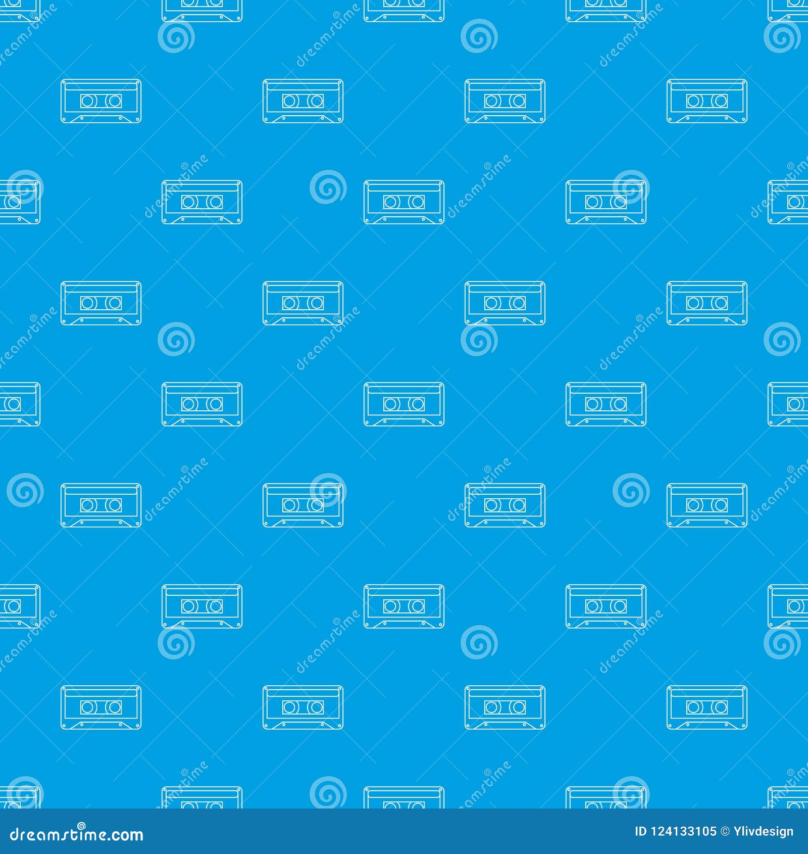 Audio Cassette Pattern Vector Seamless Blue Stock Vector - Illustration ...