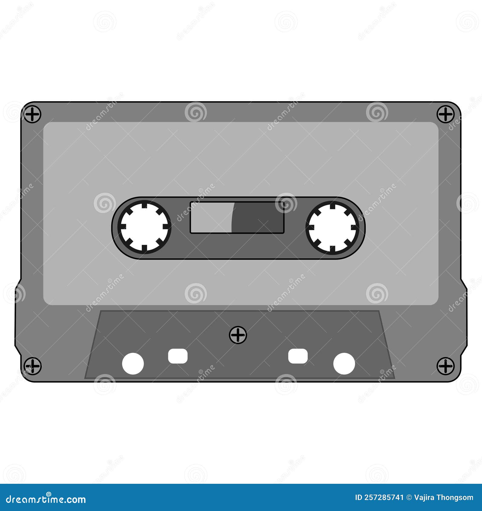 Audio Cassette Tape Grey Tone Vector Illustration Stock Vector ...