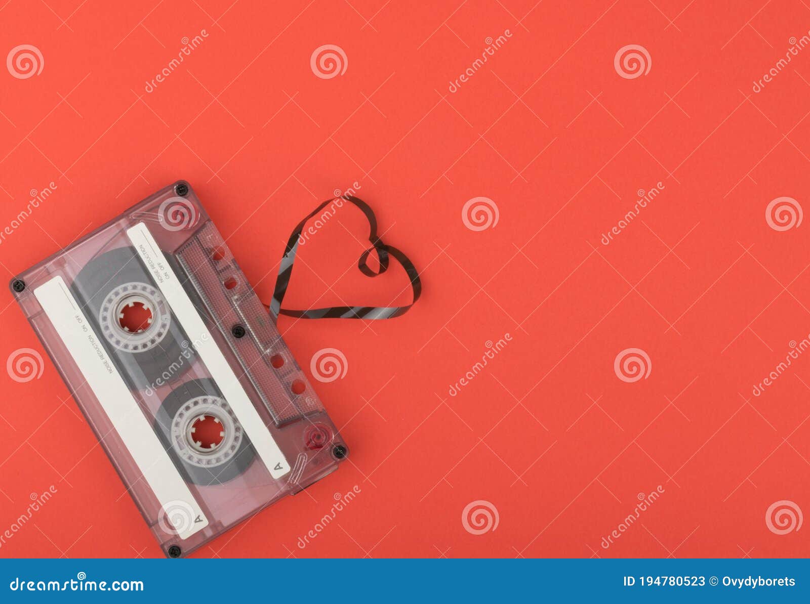 Audio Cassette Tape on Red Backgound Stock Image - Image of engagement ...