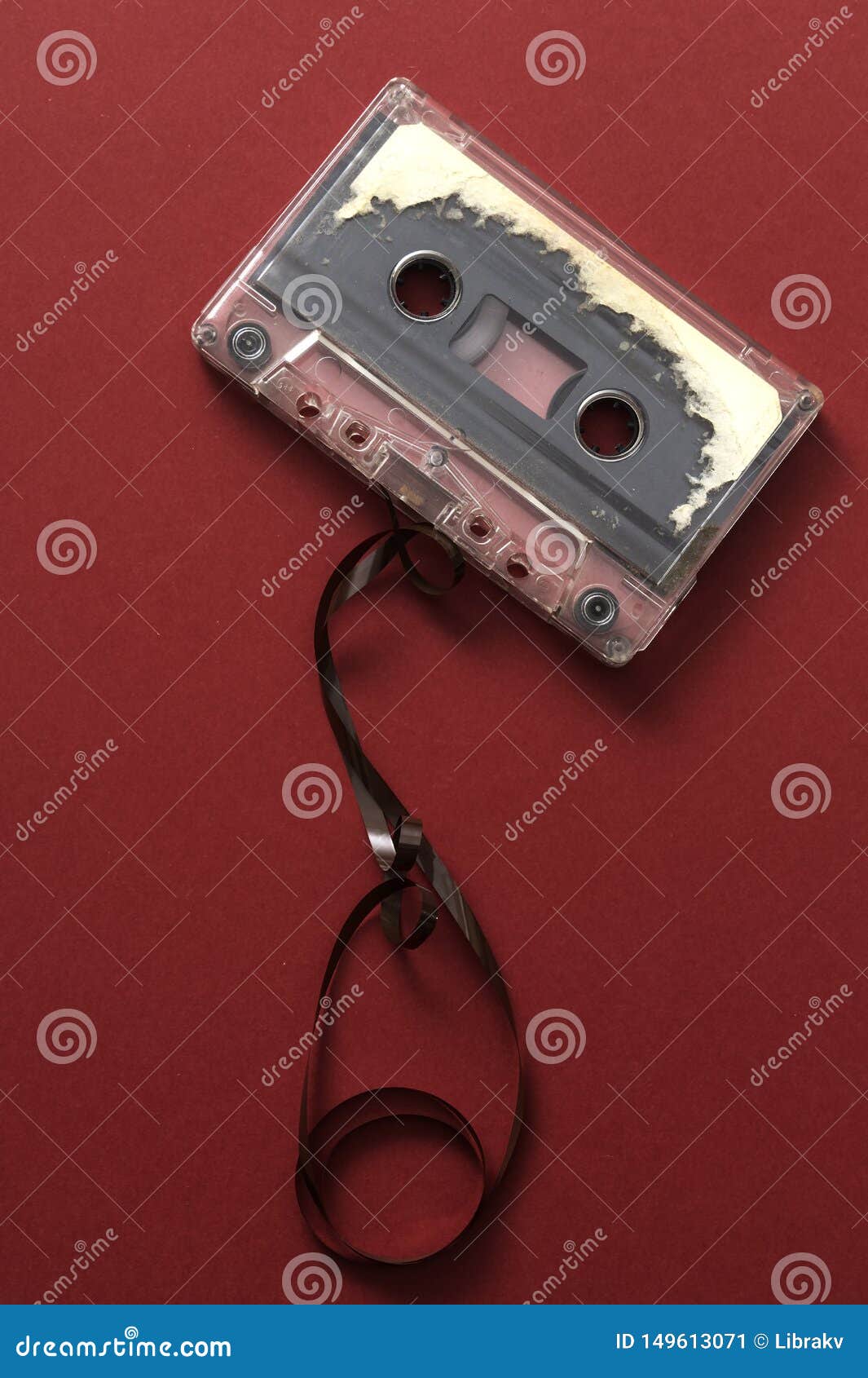 Audio Cassette Tape on Red Backgound Stock Image - Image of magnet ...