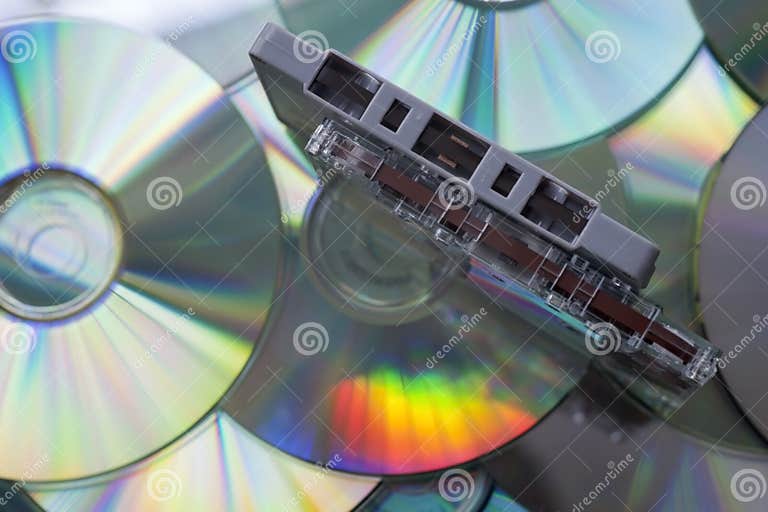 Audio Cassette Tapes and CD Discs Stock Image - Image of data, analog ...