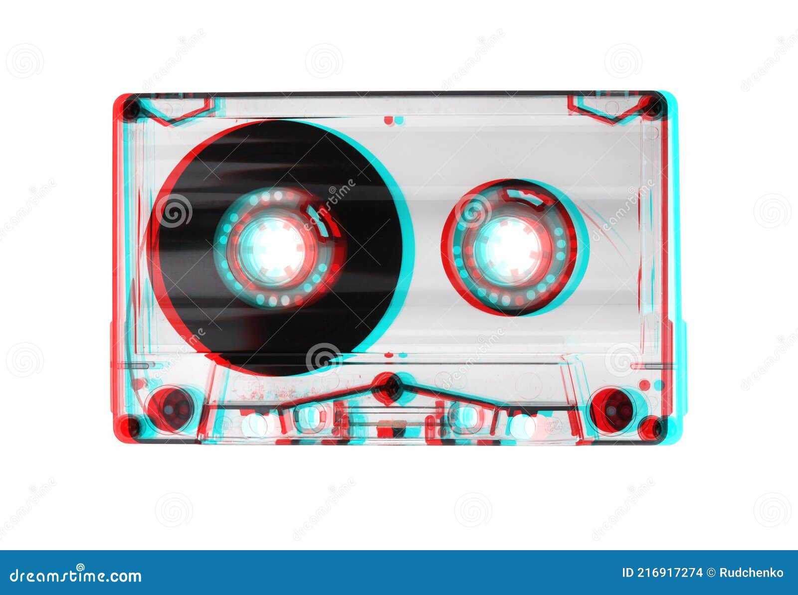 Audio Cassette on White Background. Glitch Effect Stock Photo - Image ...