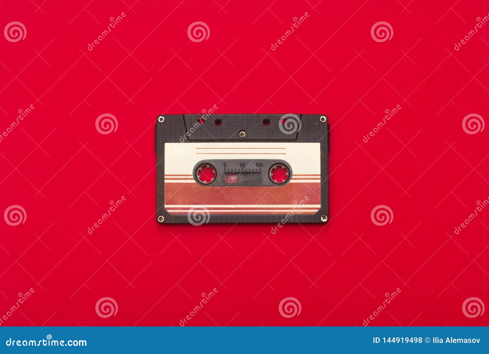 Audio Cassettes Tape on Red Background Stock Photo - Image of ...