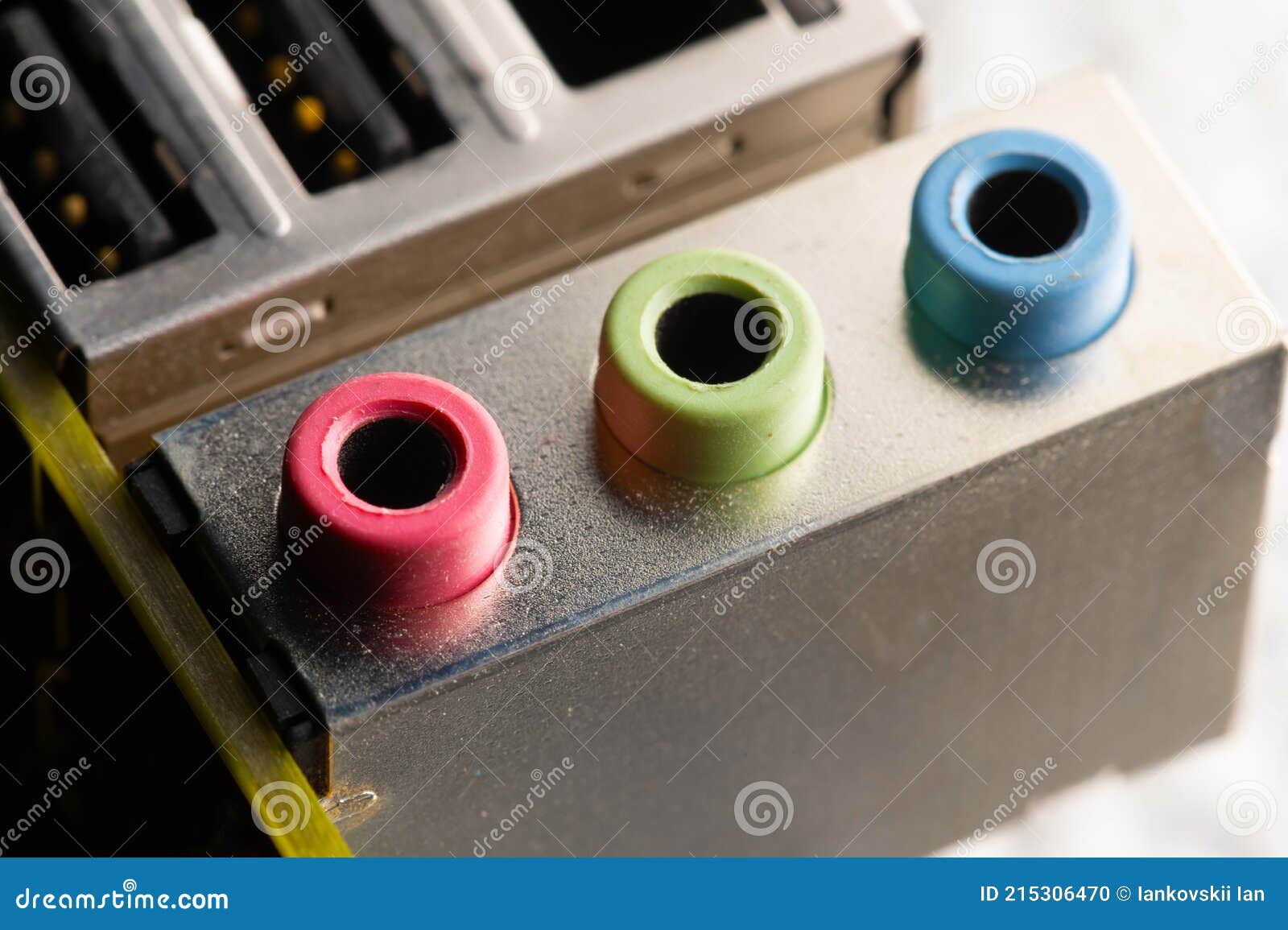 Audio Computer Motherboard Connector, Back Side Computer Port Close-up ...