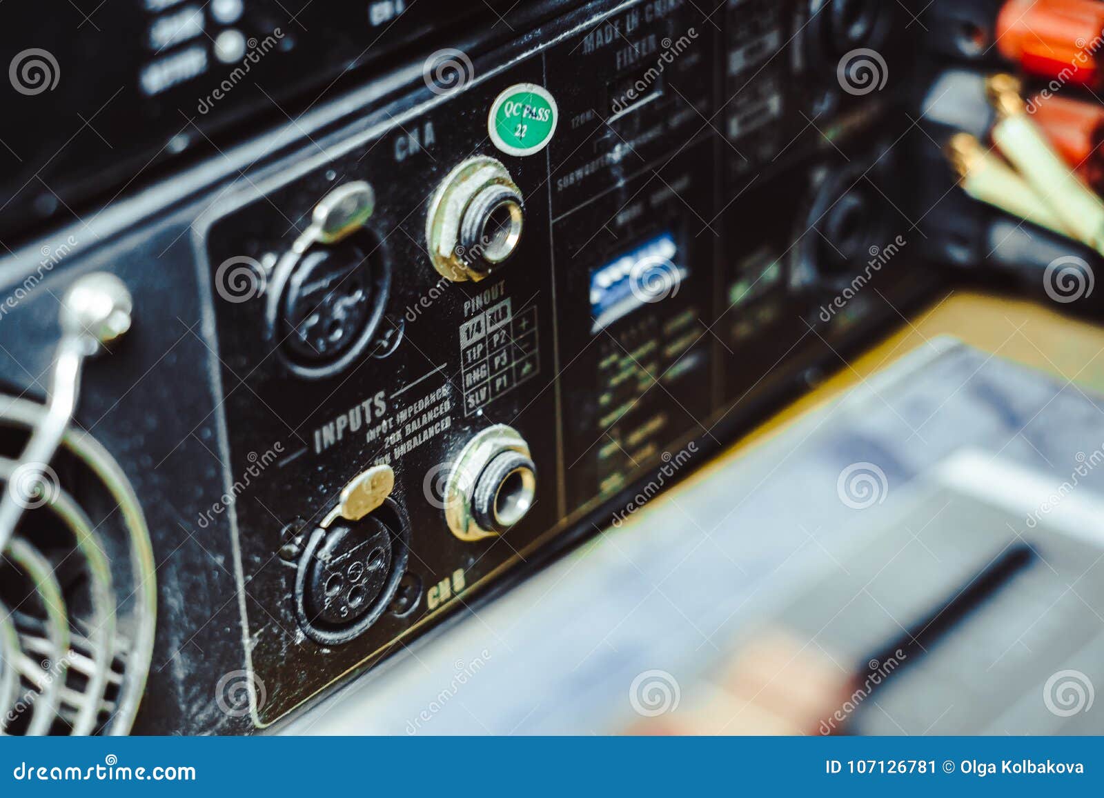 Sound Connectors Included in the Audio Mixer. Stock Image - Image of ...