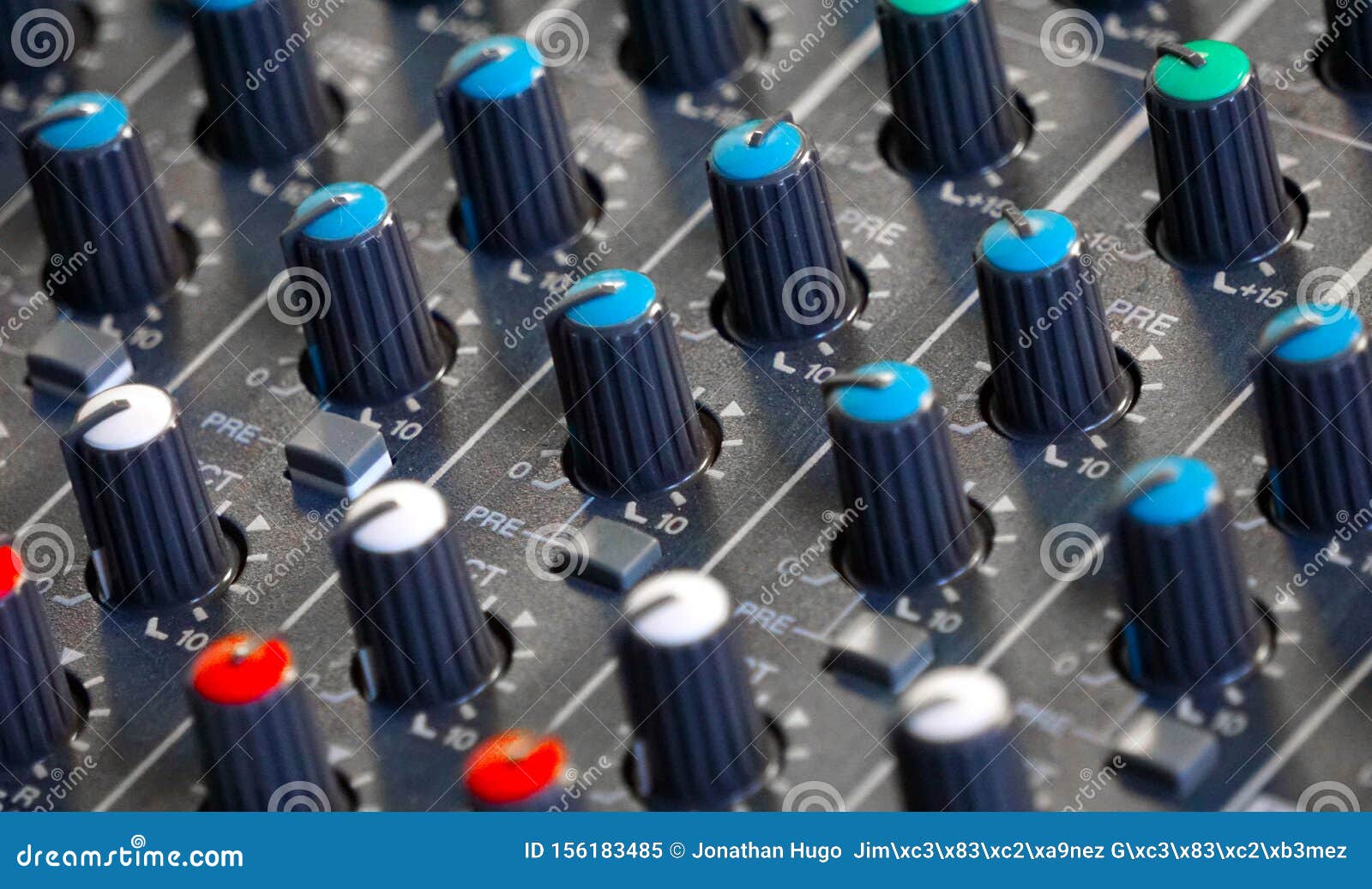 Audio Console Knobs Close Up Stock Image - Image of electronic, white ...