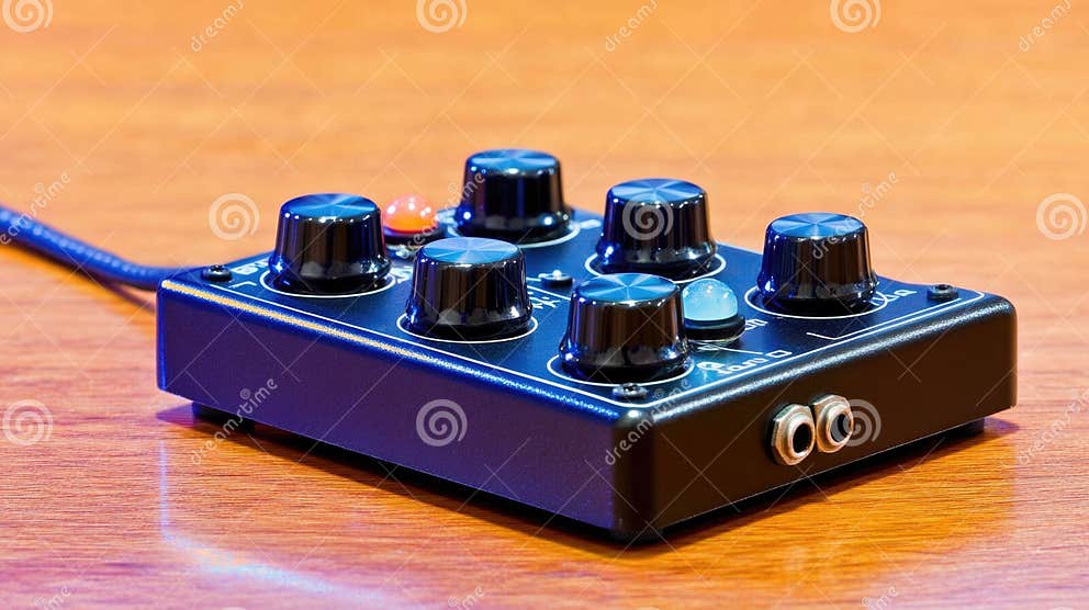 Audio Control Box with Knobs on Wooden Surface for Sound Adjustment and ...