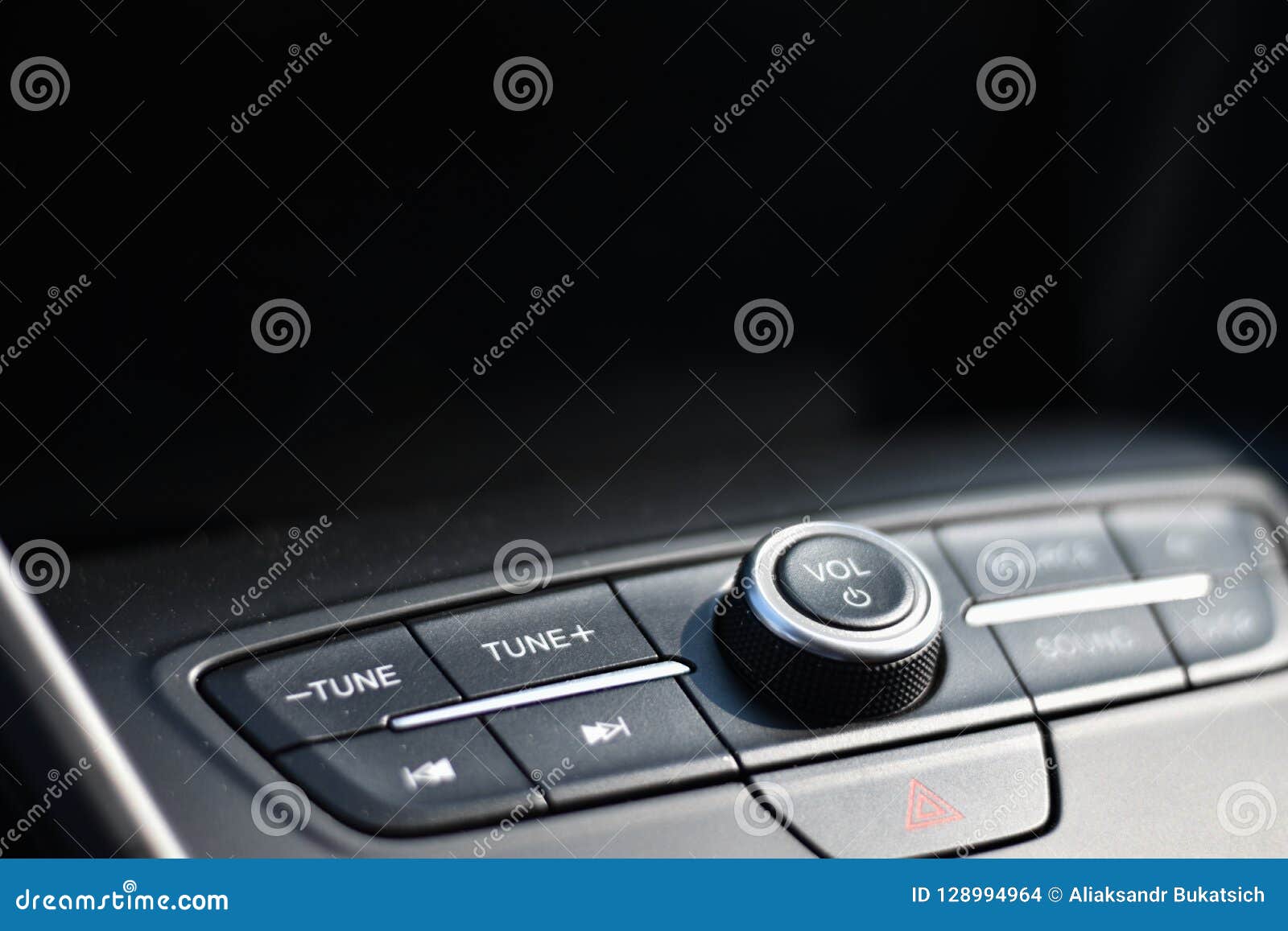 Audio Control in a Car with a Black Background for Copy Space Stock ...