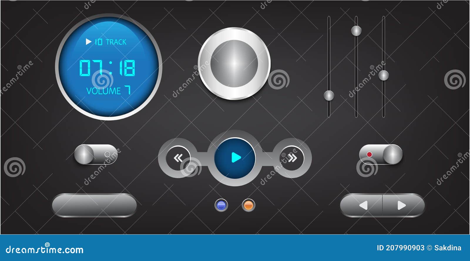 Hi-End User Interface Elements.Buttons, Switches, Bars, Power Buttons ...