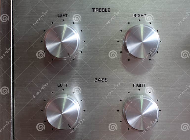 Audio Control Knobs on Aluminun Plated Backgroubd Stock Image - Image ...