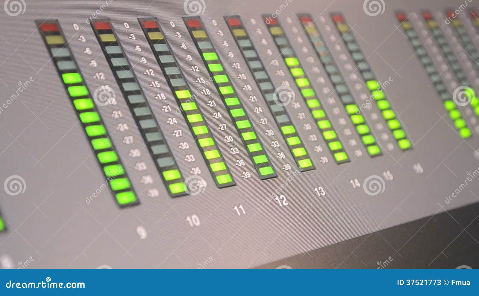 Audio Control Panel with Green Led Line in Radio Broadcasting Studio ...