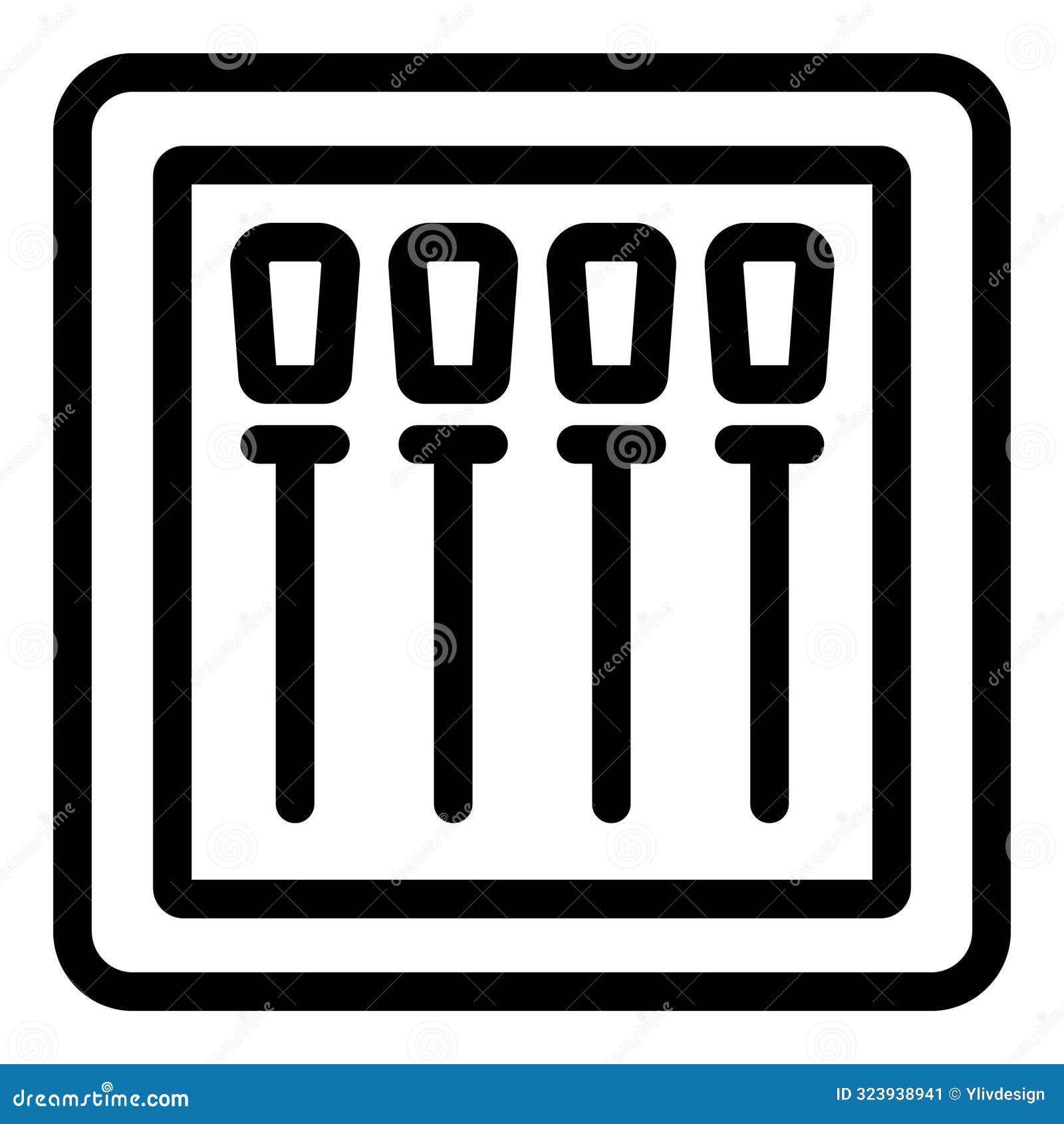 Audio Control Panel Icon Showing Four Faders for Mixing Music Stock ...