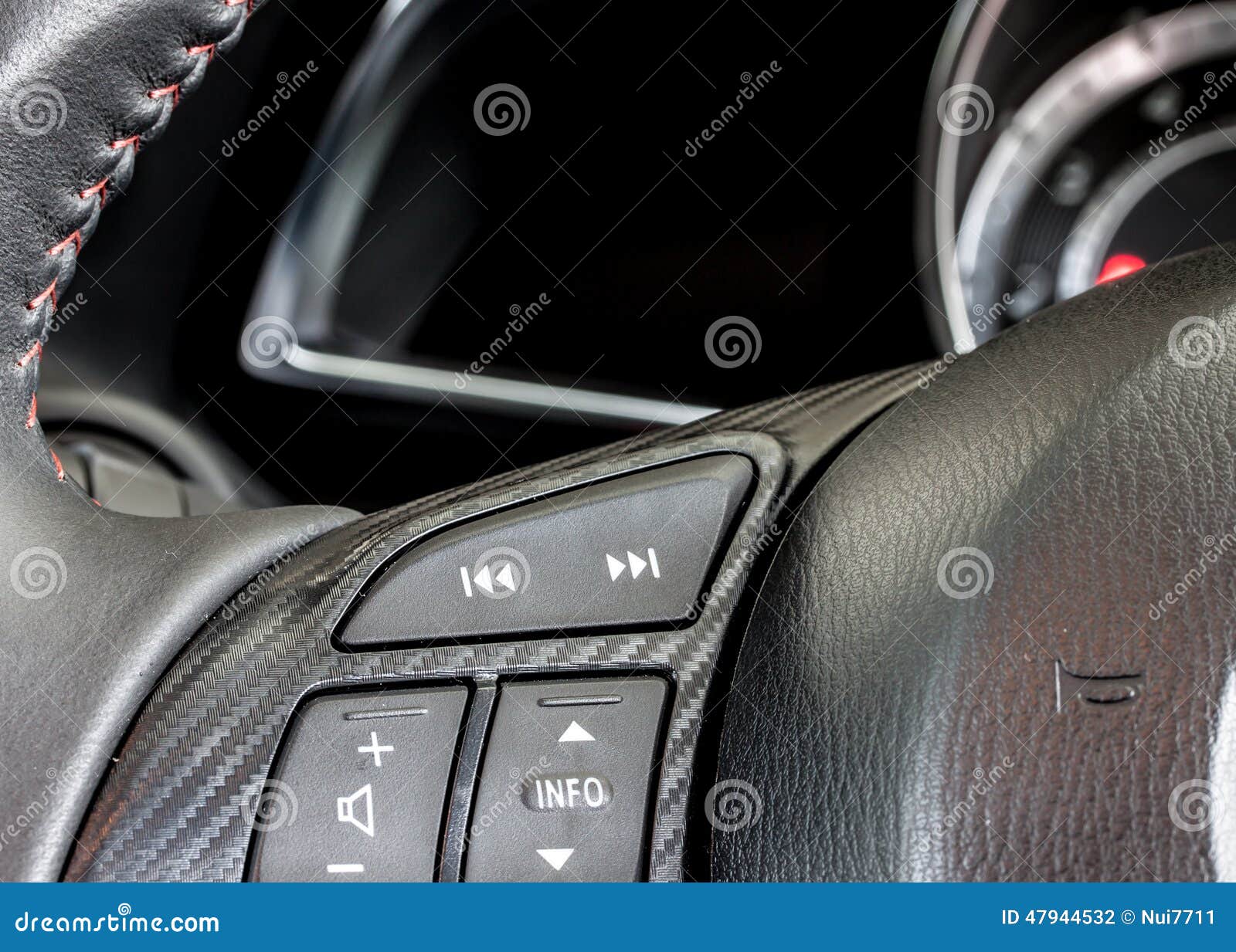 Audio Control Panel on Steering Wheel Stock Photo - Image of phone ...