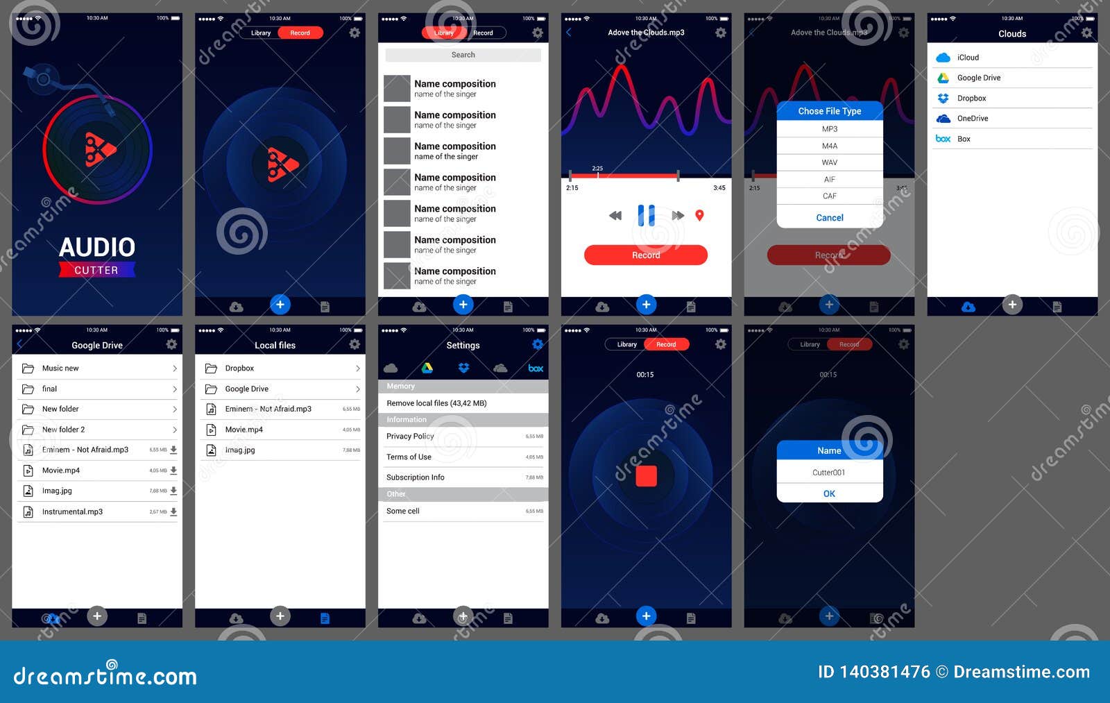 Audio Cutter App Ui Design Ios Stock Vector - Illustration of audio ...