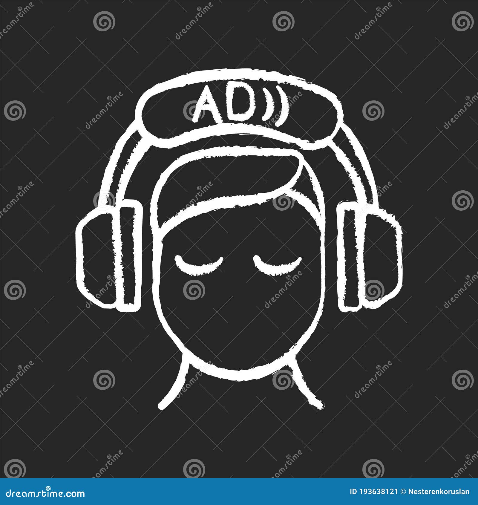 Audio Description Chalk White Icon on Black Background Stock Vector ...