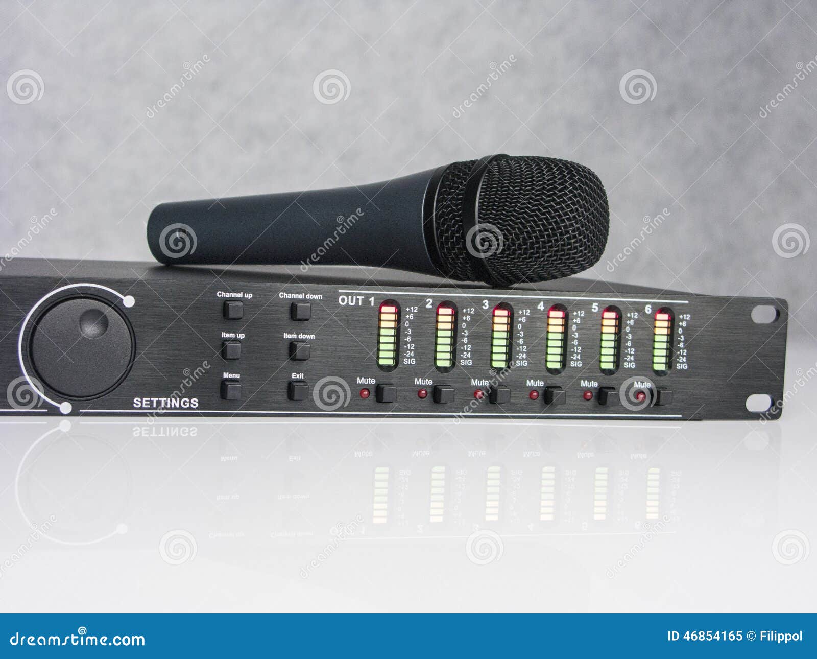 Audio DSP Front Panel with Microphone Stock Image - Image of output ...