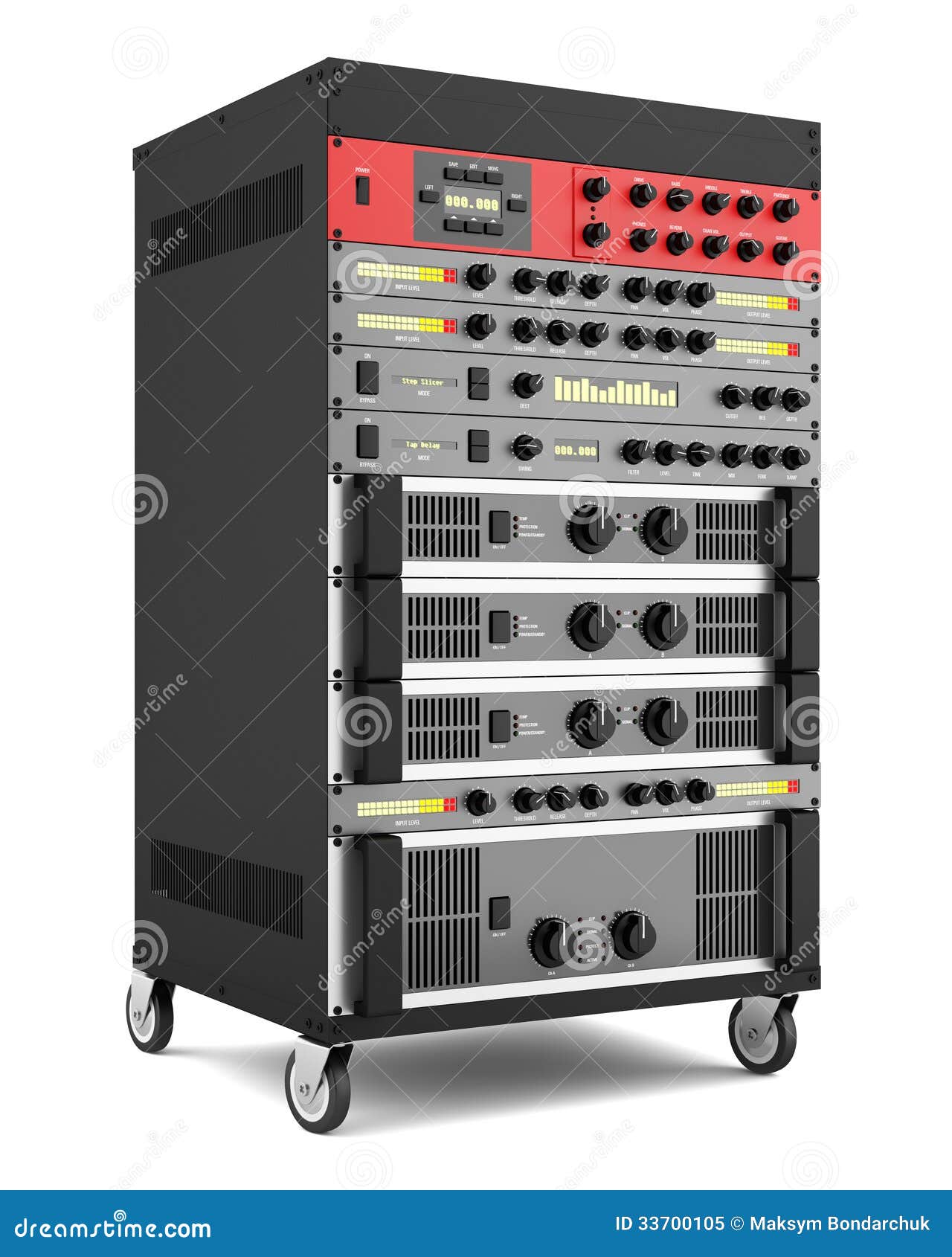 Audio Effects Processors in a Rack Isolated on White Stock Illustration ...