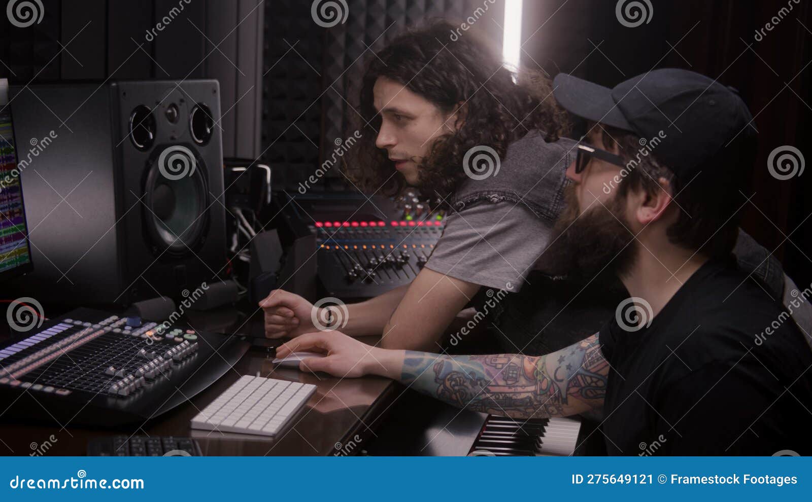 Audio Engineer and Singer Create Song on Computer Stock Image - Image ...